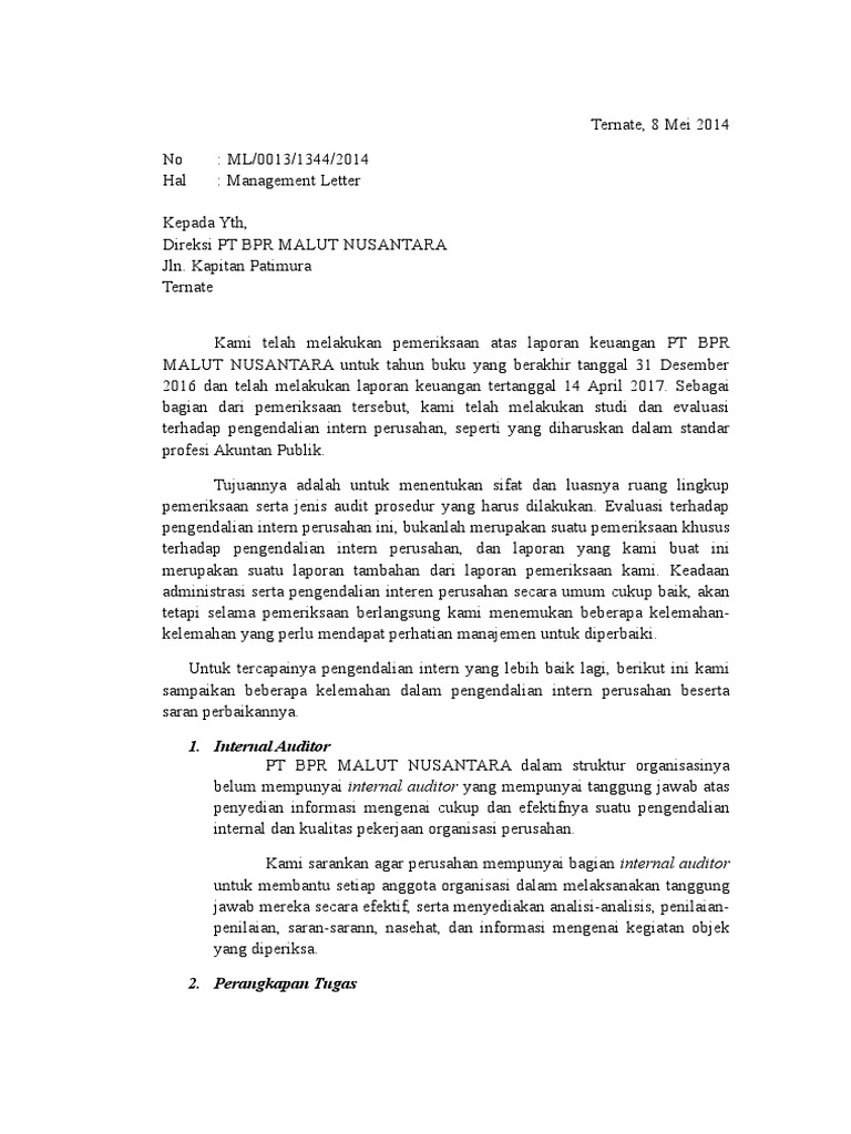 Manajemen Letter 01 | PDF