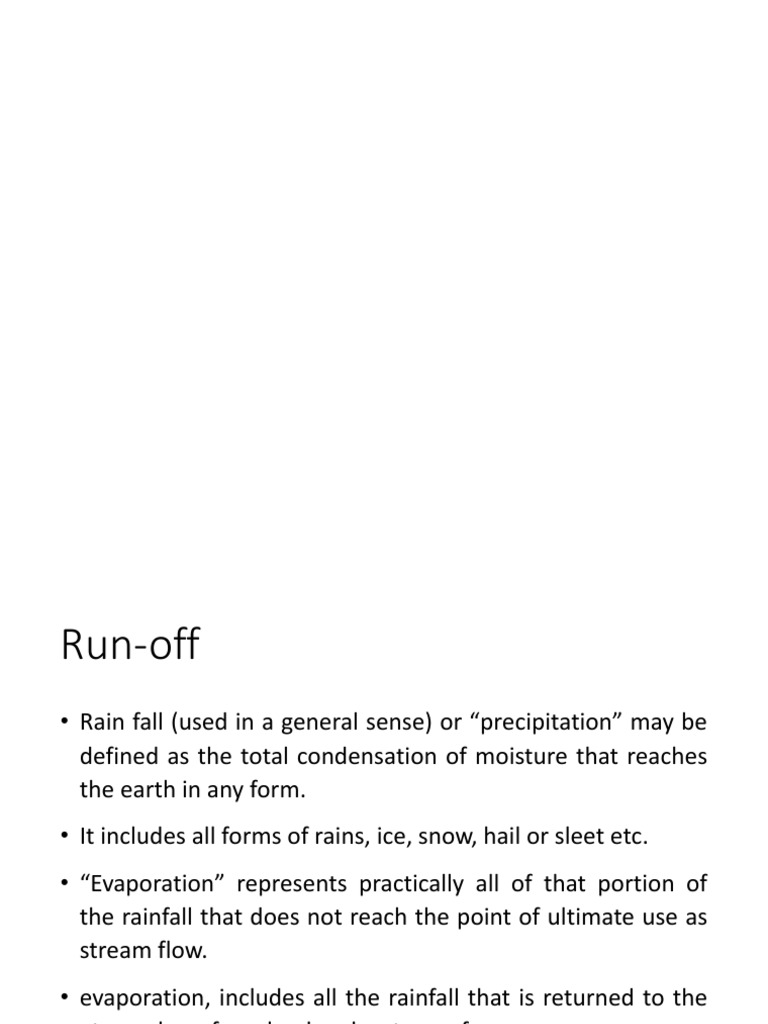 Run-Off and Numericals On Hydropower | PDF | Rain | Surface Runoff