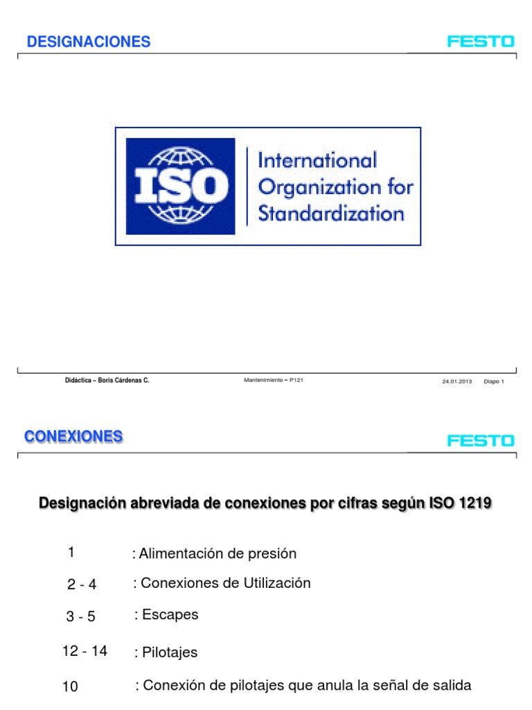 Designación de Conexiones ISO1219 | PDF | Neumática | Energía y recursos