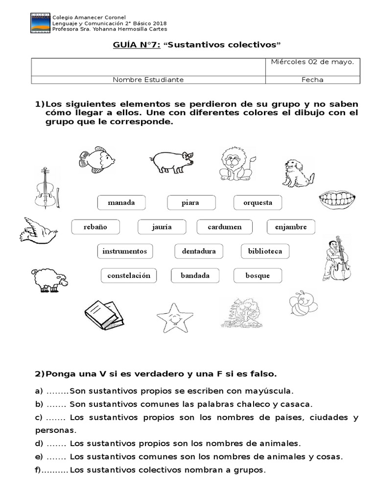Actividades sobre Sustantivos Colectivos | PDF | Sustantivo