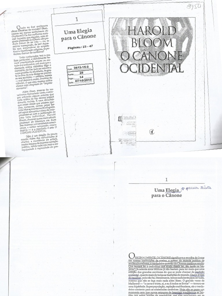 Uma Elegia para o Cânone in O Cânone Ocidental - Harold Bloom | PDF | William Shakespeare | John ...