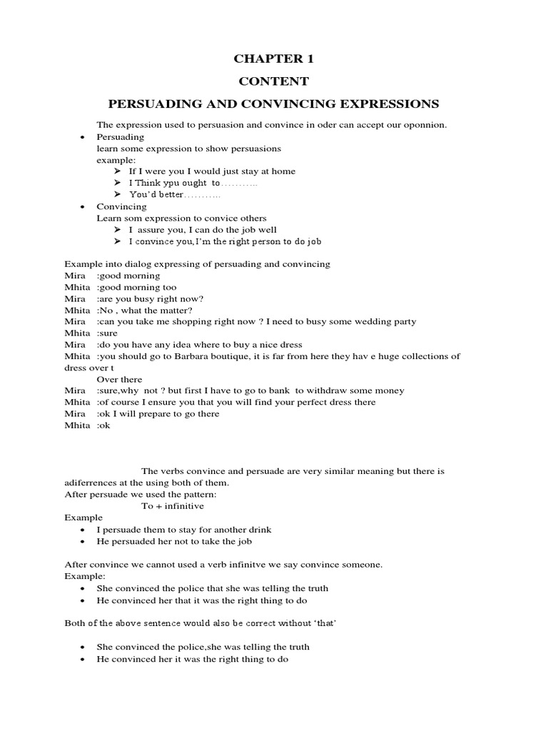 Persuading and Convincing Expressions | PDF | Adverb | Verb