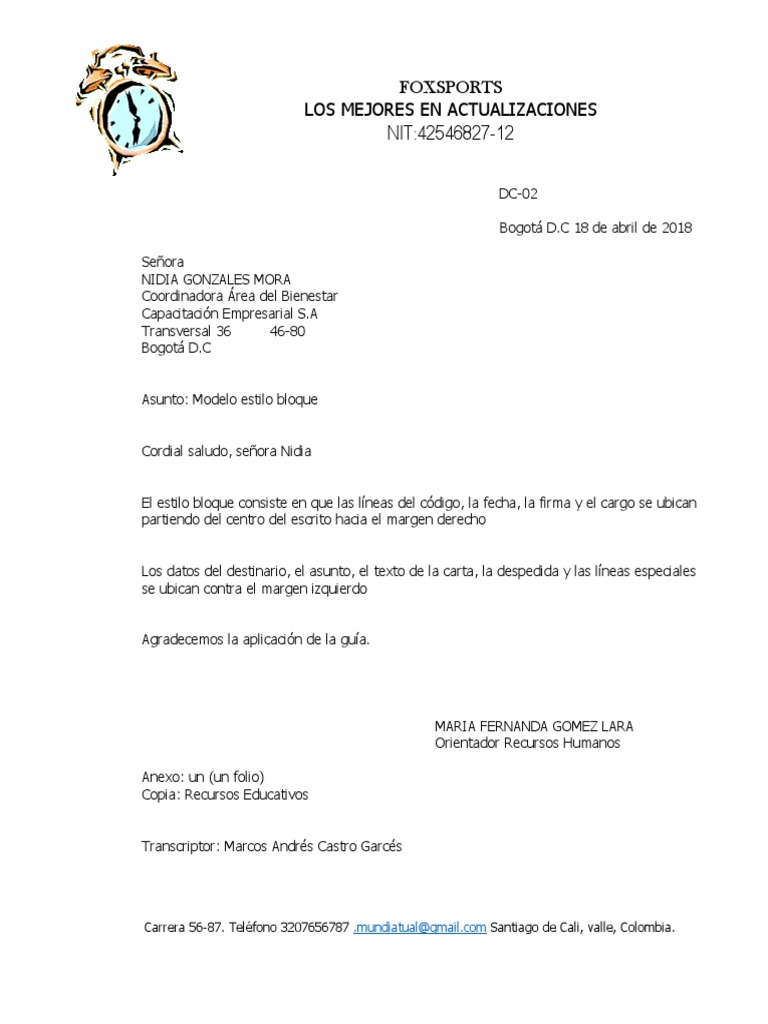 Carta Estilo Bloque | PDF
