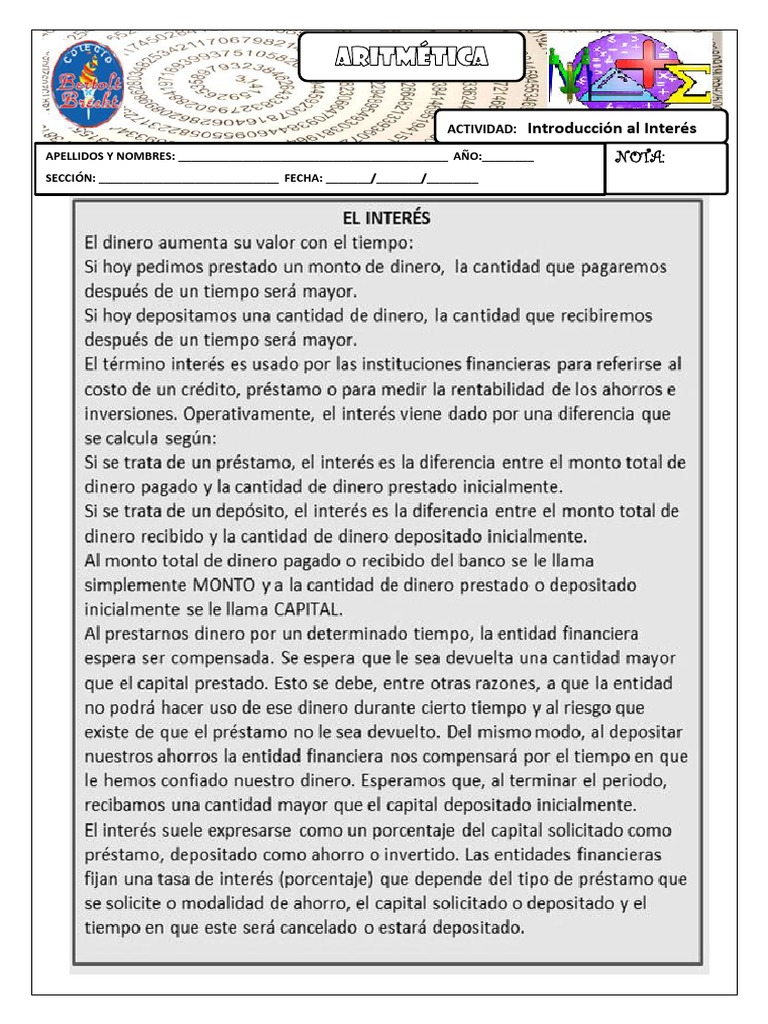 Ficha de Lectura de Interes | PDF | Interés | Tasas de interés