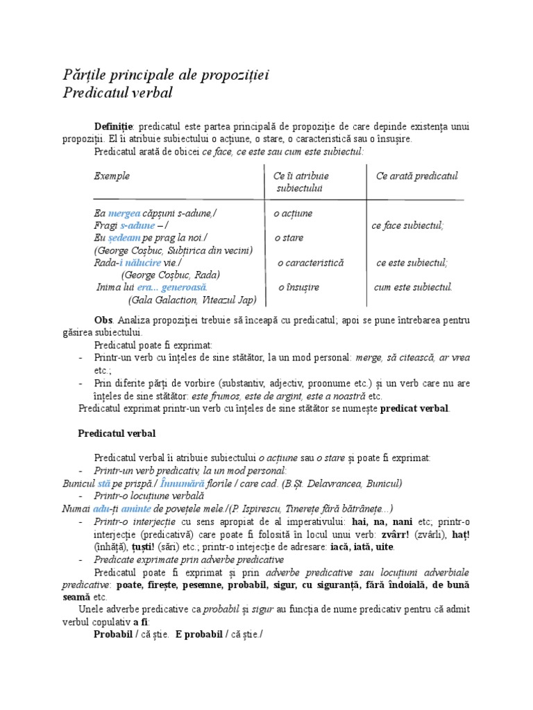 Predicatul Verbal | PDF