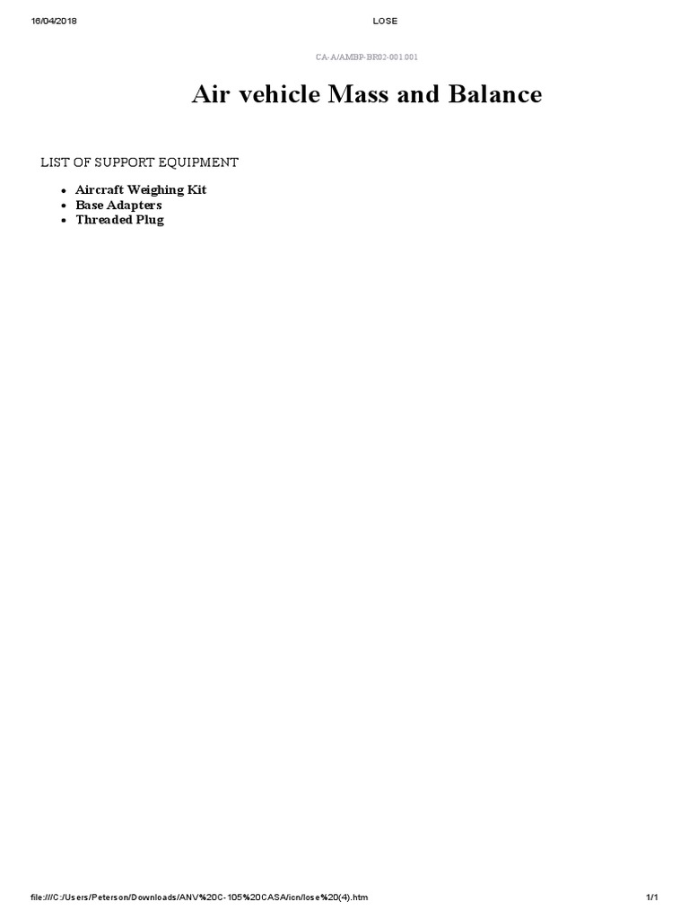 Air Vehicle Mass and Balance Guide | PDF