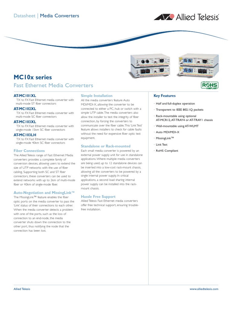 Mc100 Family Ds | PDF | Optical Fiber | Ethernet
