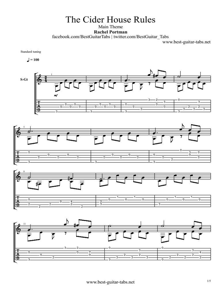 The Cider House Rules Guitar Score | PDF | Musical Compositions ...