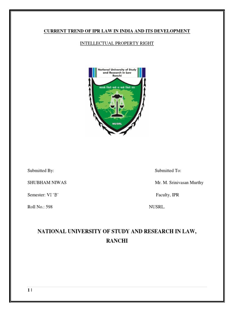 Current Trend of Ipr Law in India and Its Development | PDF ...