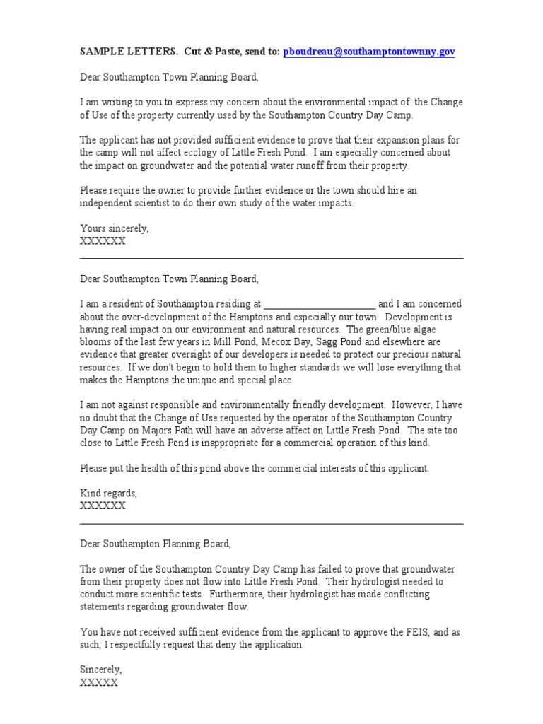 SCDC Opposition Sample Letters | PDF | Environment | Water