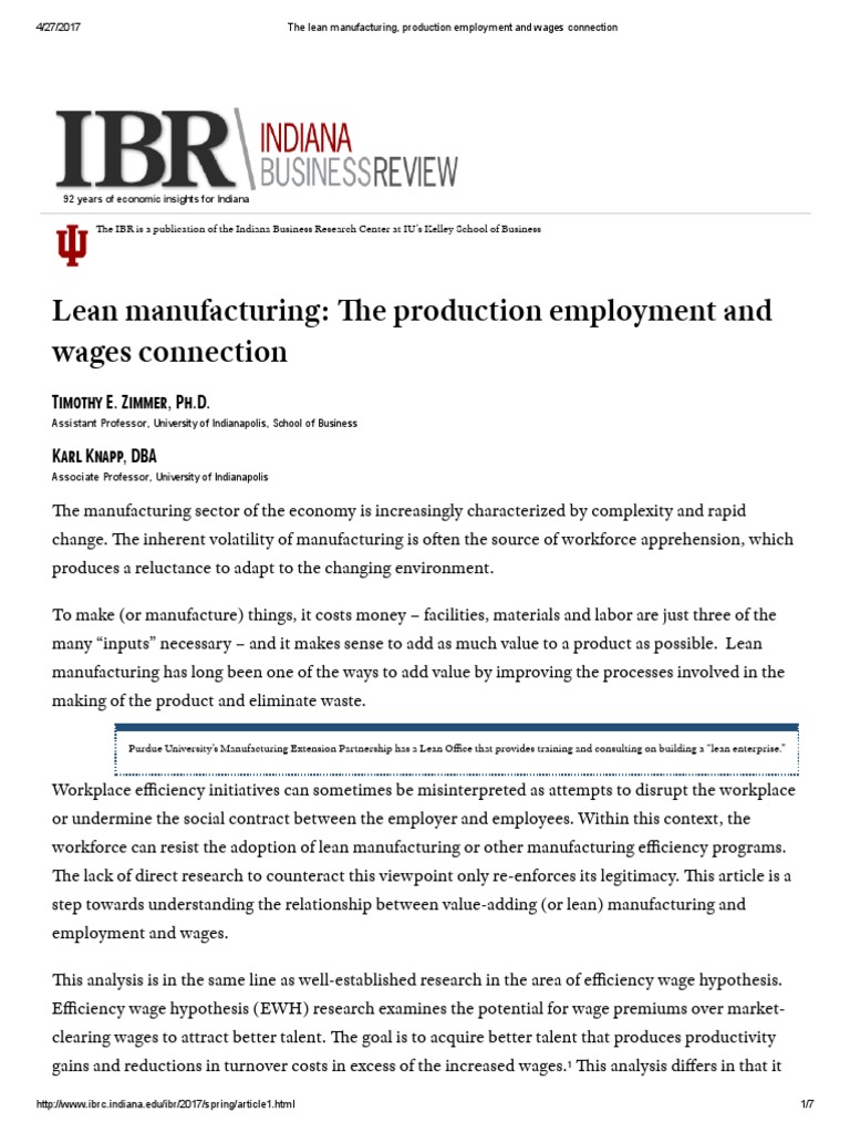 Lean Manufacturing | PDF | Lean Manufacturing | Employment