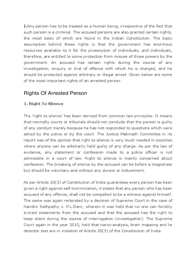 Rights of Arrested Persons | PDF | Arrest | Bail