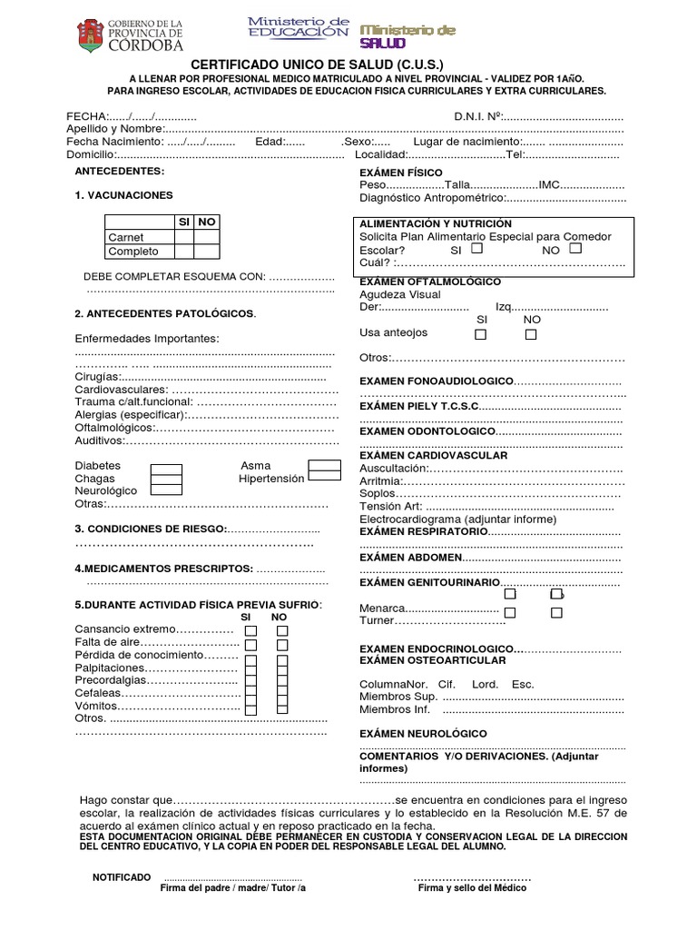CUS Certificado Único de Salud | PDF | Ciencias de la Salud | Medicina