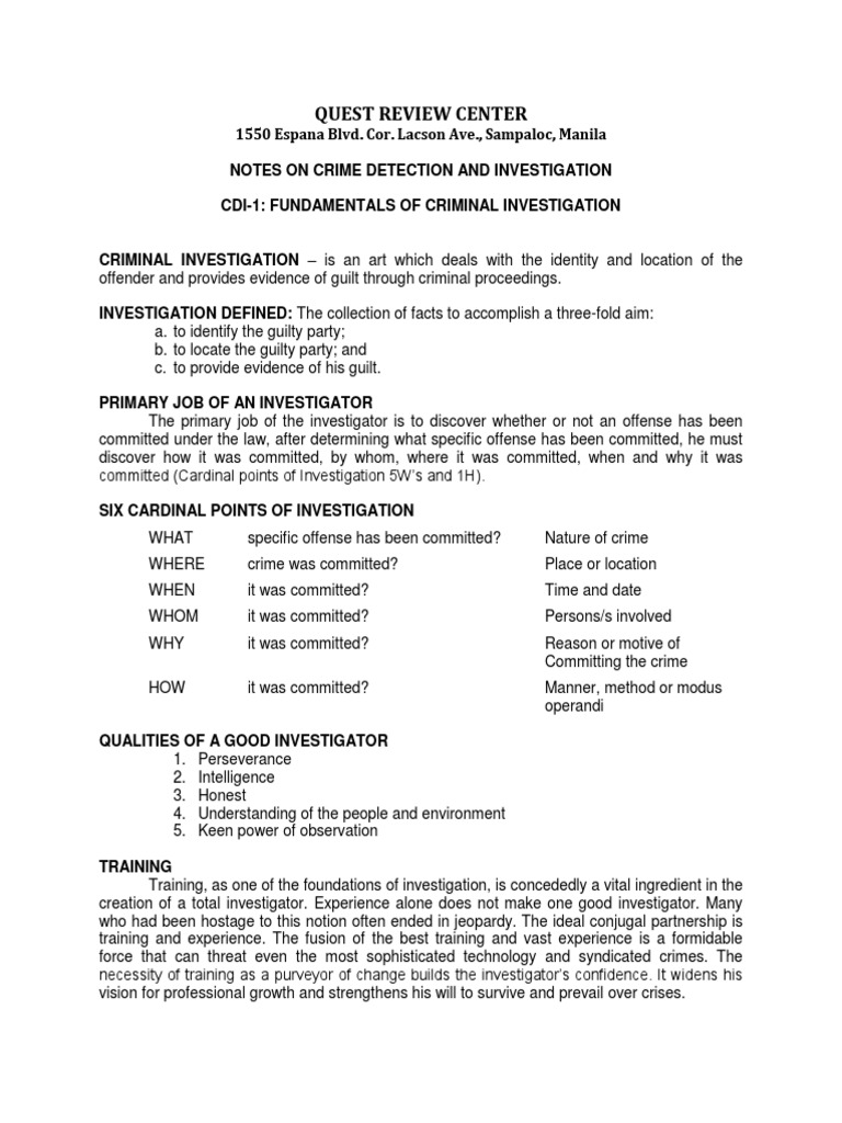 Fundamentals of Criminal Investigation | PDF | Crime Scene | Witness