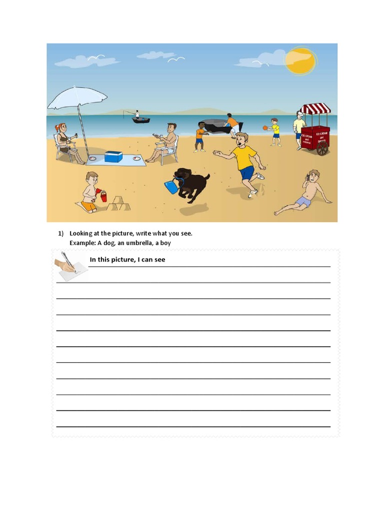 ESL Writing Exercise at Beach | PDF