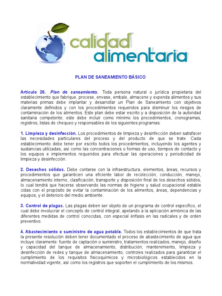 Plan de Saneamiento Basico | Descargar gratis PDF | Saneamiento | Residuos