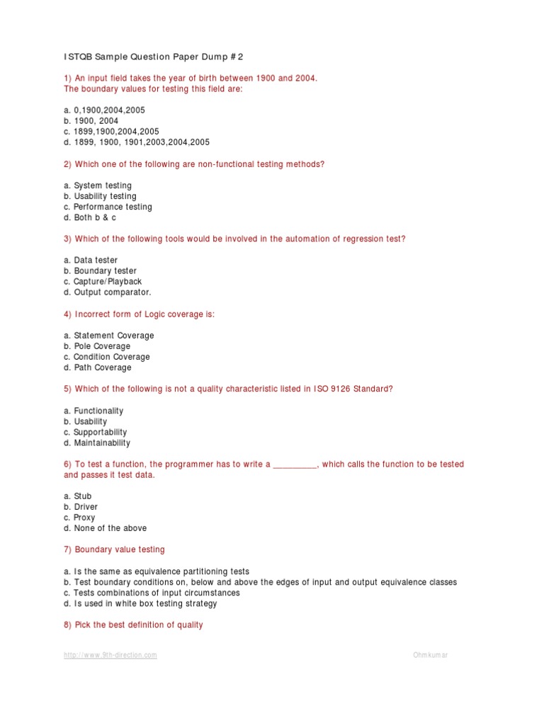 ISTQB Question Paper Dump 2 | PDF | Computers