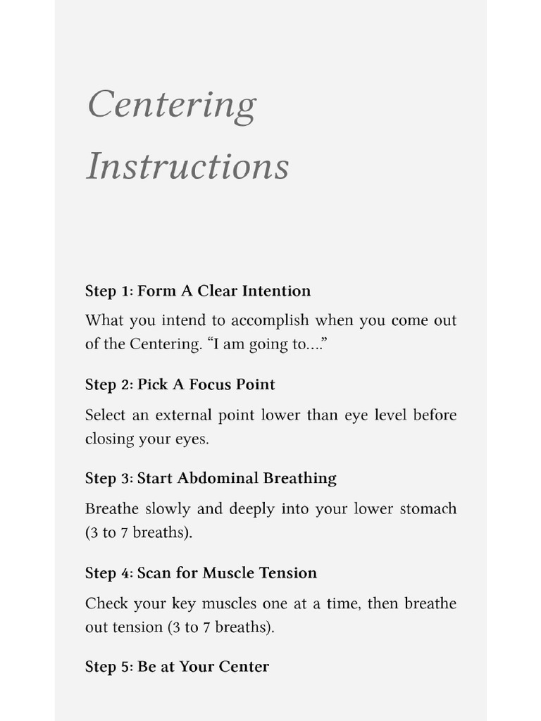 Centering Exercise - Don Greene | PDF