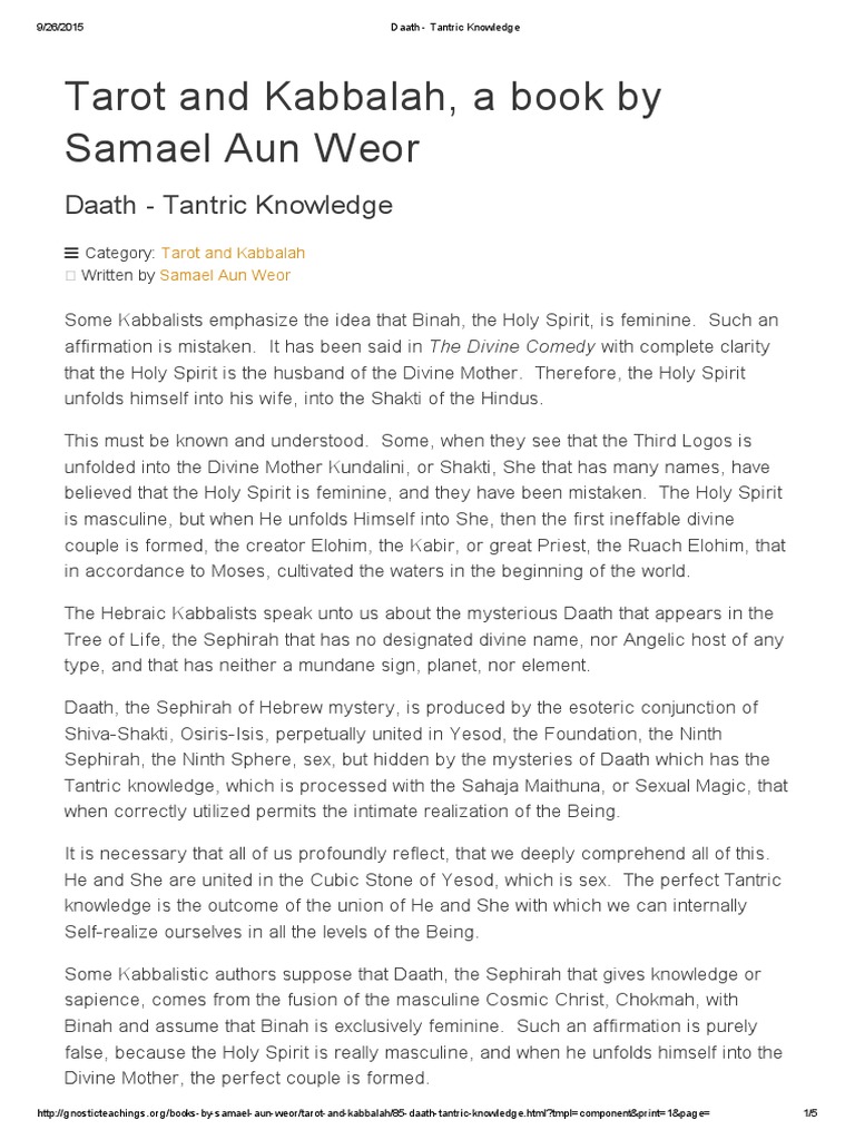 Daath - Tantric Knowledge | PDF | Tantra | Kabbalah