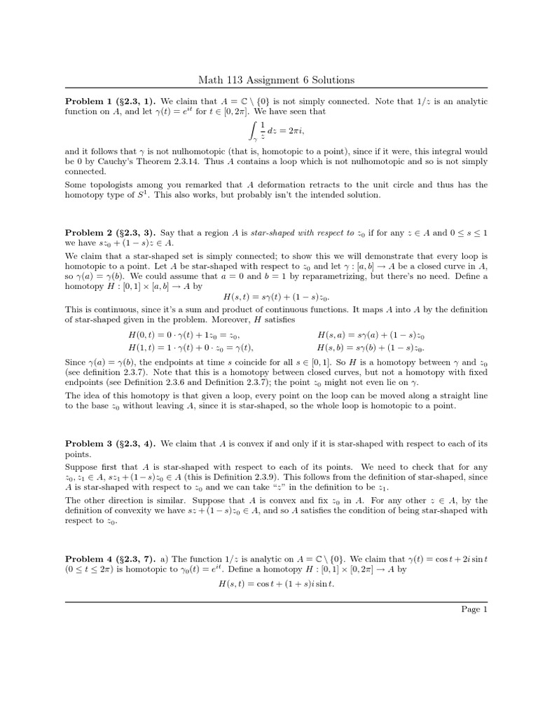 Math 113 Assignment 6 Solutions | PDF | Analysis | Mathematical Objects