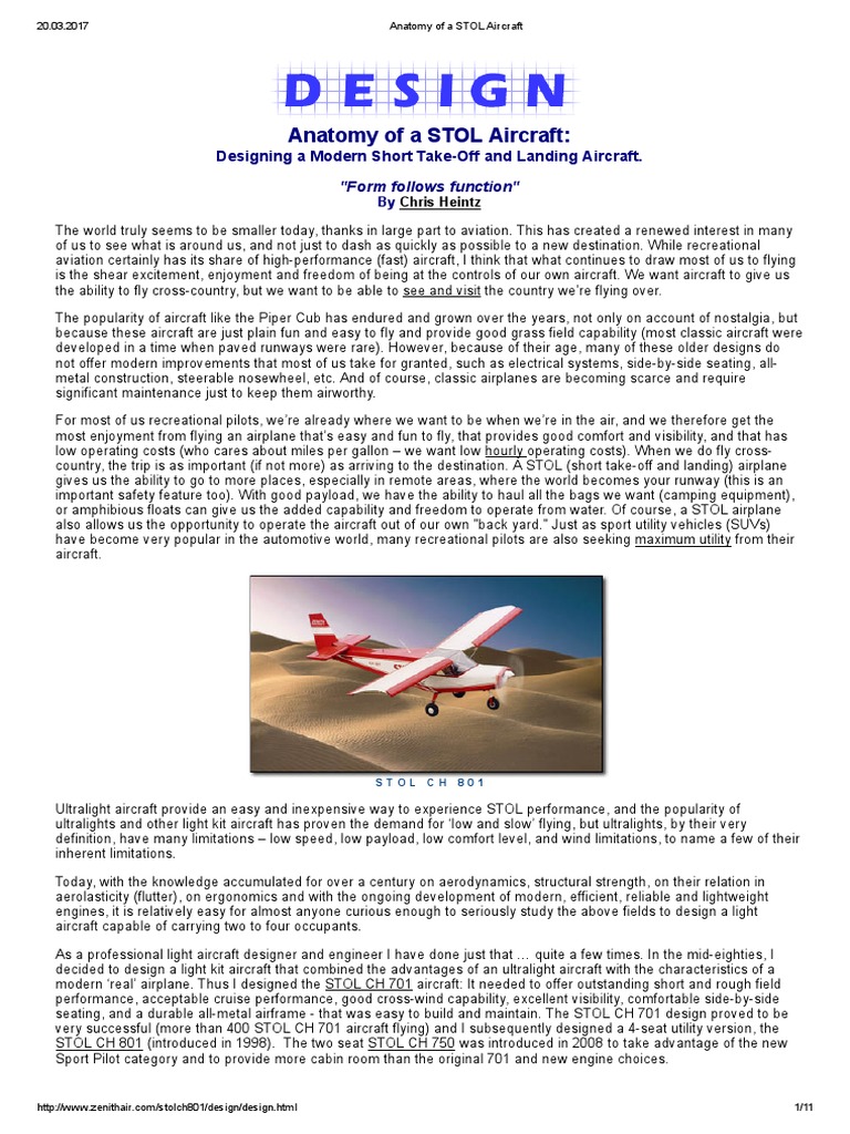 Anatomy of A STOL Aircraft | PDF | Stall (Fluid Mechanics) | Lift (Force)