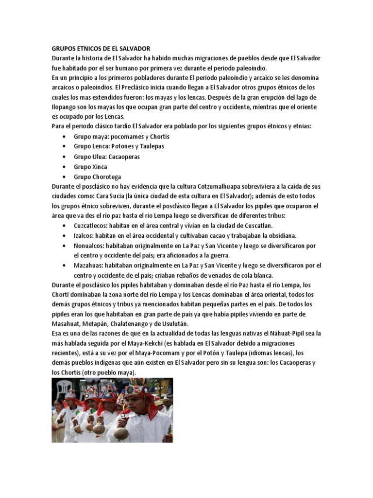 Grupos Etnicos de El Salvador | PDF | El Salvador | Sociedad de las ...