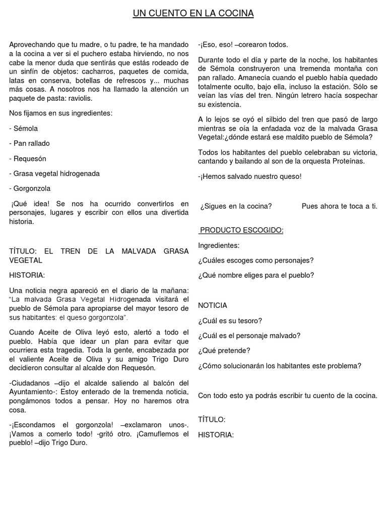 Un Cuento en La Cocina | PDF | Queso | Alimentos