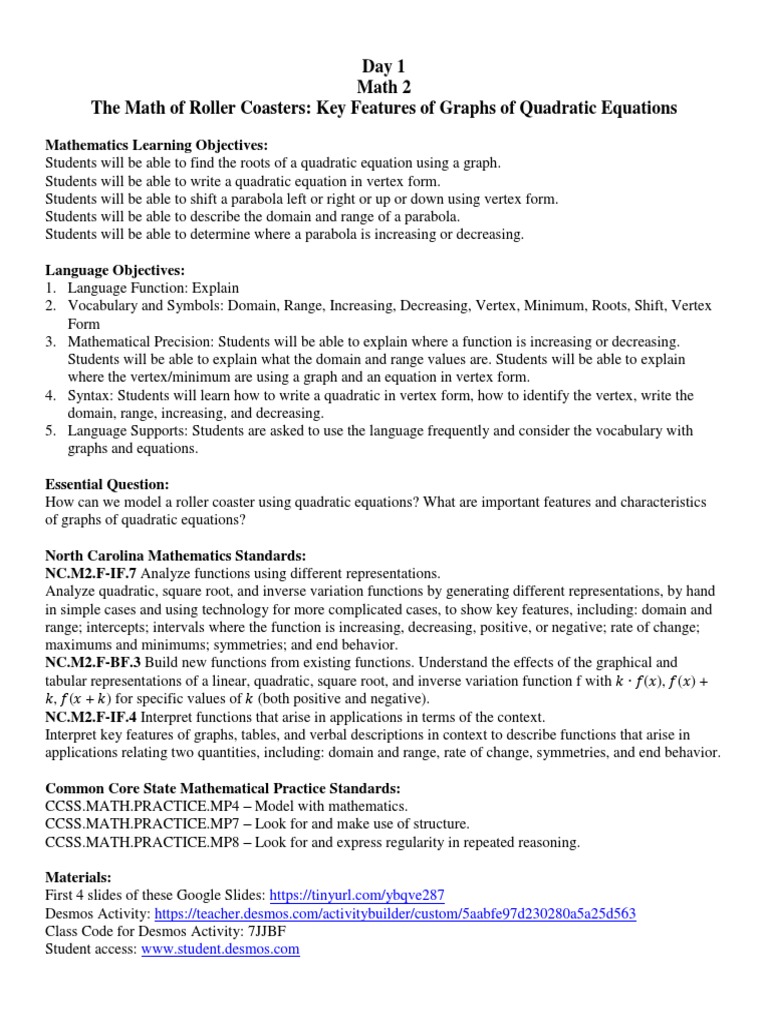Day 1 Lawson | PDF | Quadratic Equation | Function (Mathematics)