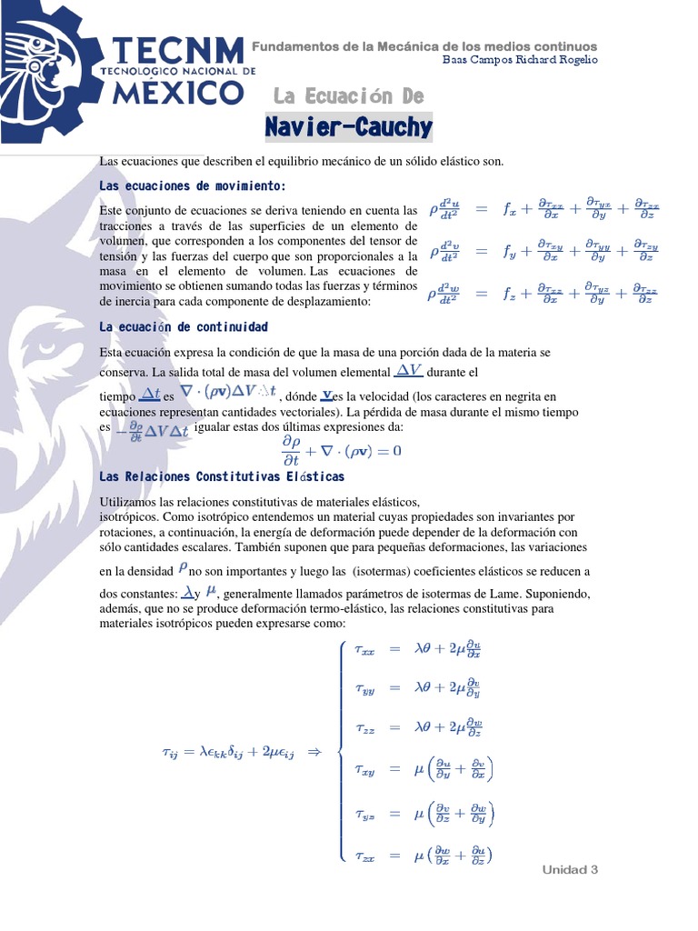 Ecuacion de Navier - Cauchy | PDF
