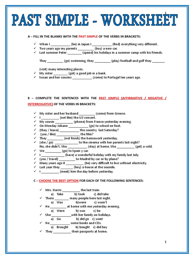 Past Simple Worksheet Fun Activities Games Grammar Drills 15549 | PDF