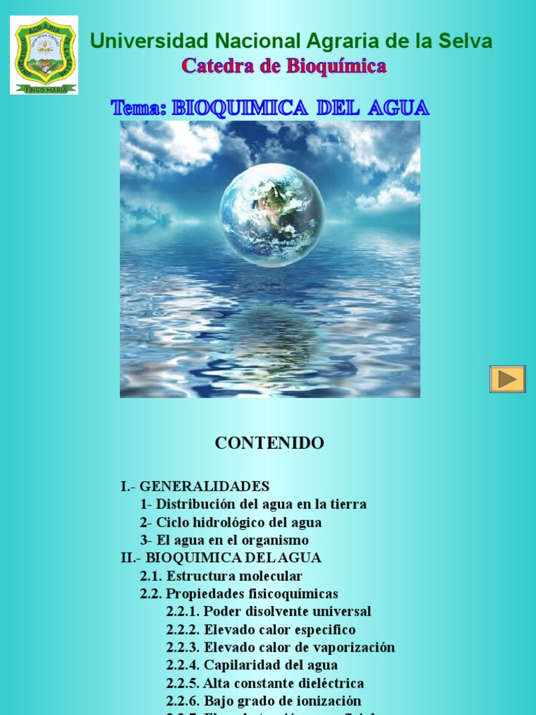 Bioquimica-Del Agua | PDF | Propiedades del agua | Enlace químico