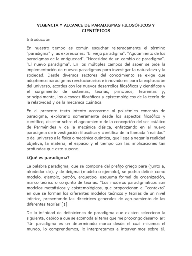 Alcances de Paradigmas Filosóficos | PDF | Paradigma | Science