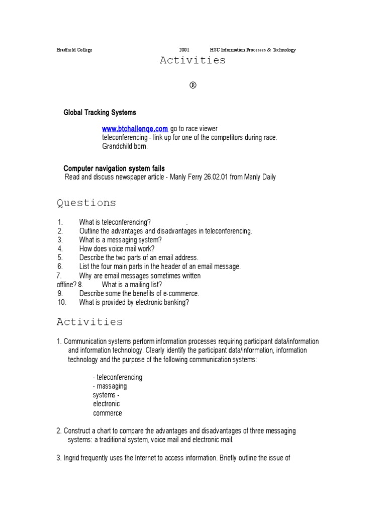 Examples of Communication Systems | PDF