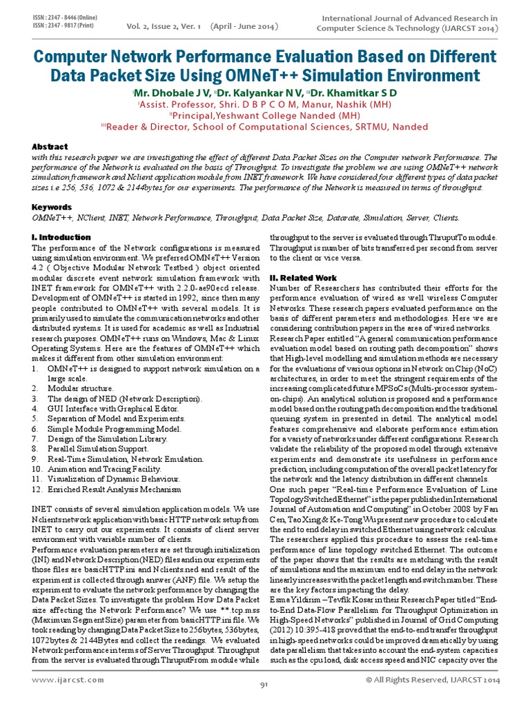 Computer Network Performance Evaluation Based On Different Data Packet ...
