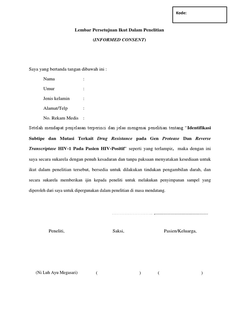 Informed Consent Pasien Newest | PDF
