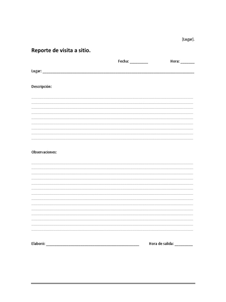Formato Reporte de Visita Sitio | PDF