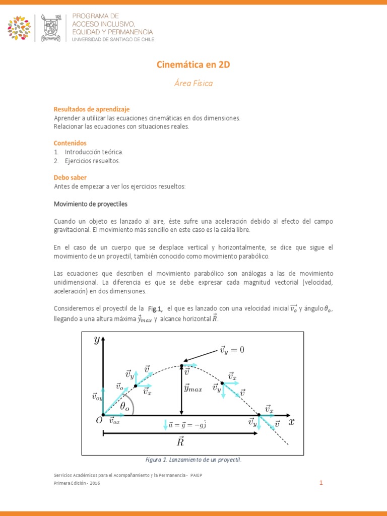 Guía Cinemática 2D | PDF | Movimiento (física) | Cinemática