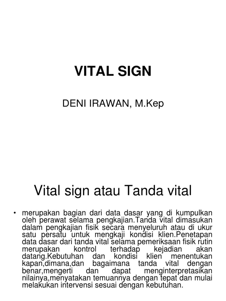 Vital Sign: Deni Irawan, M.Kep | PDF