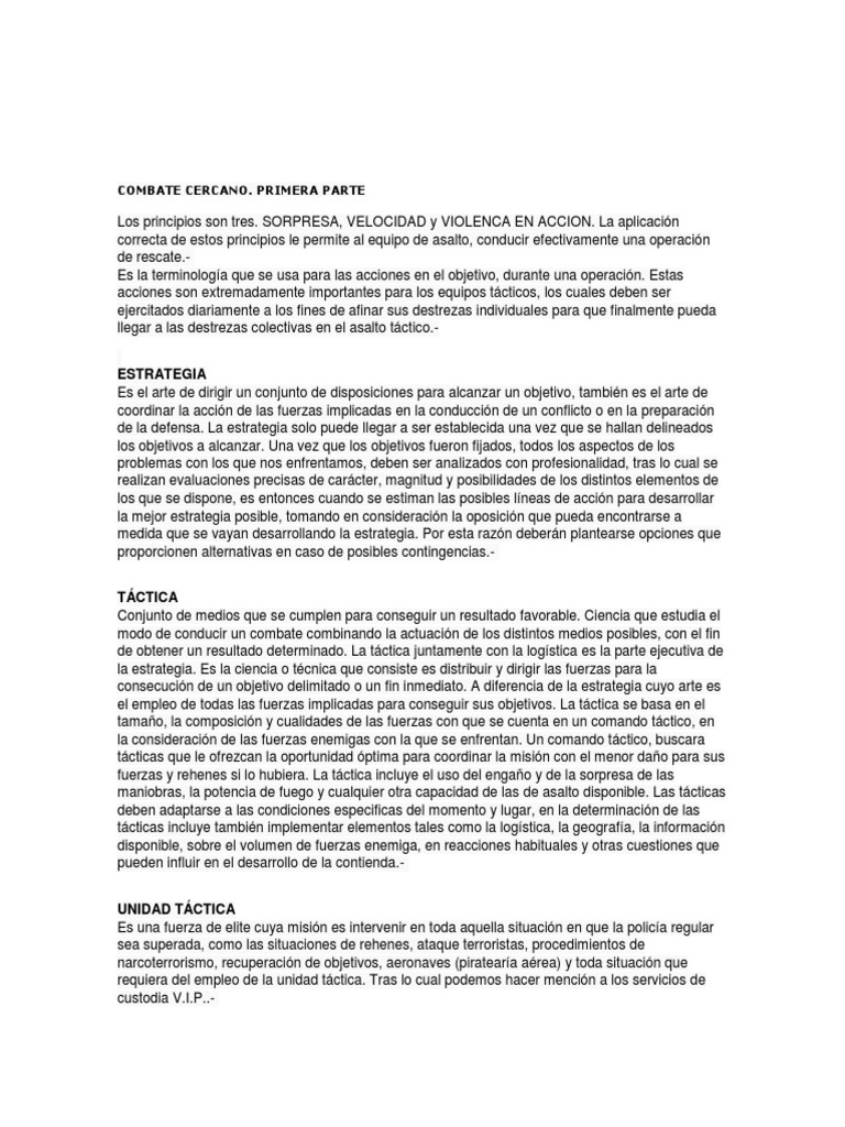 Combate Cercano | PDF | Movimiento (física) | Planificación