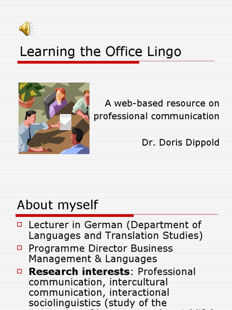 Learning The Office Lingo: A Web-Based Resource On Professional ...