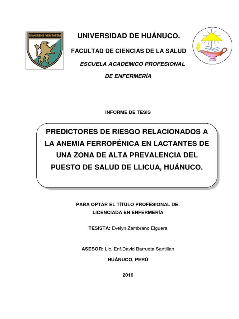 Predictores de La Anemia 22 de Oct | PDF | Amamantamiento | Anemia