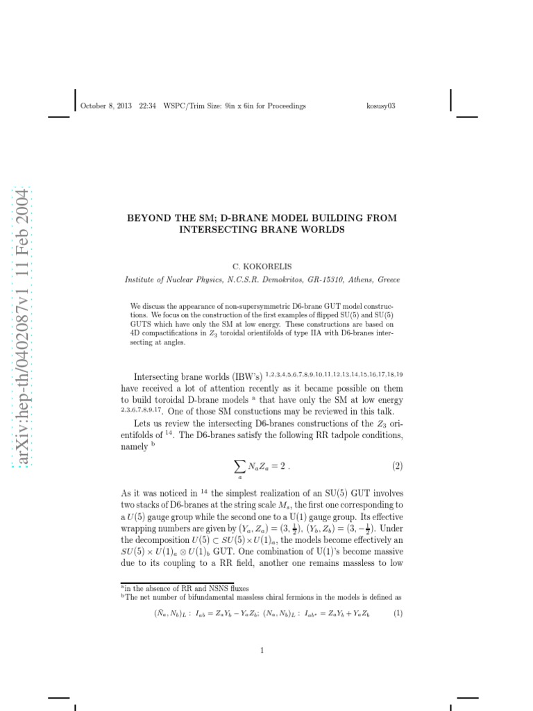 Beyond The SM D-Brane Model Building From Intersecting | PDF | Higgs Boson | Epistemology Of Science