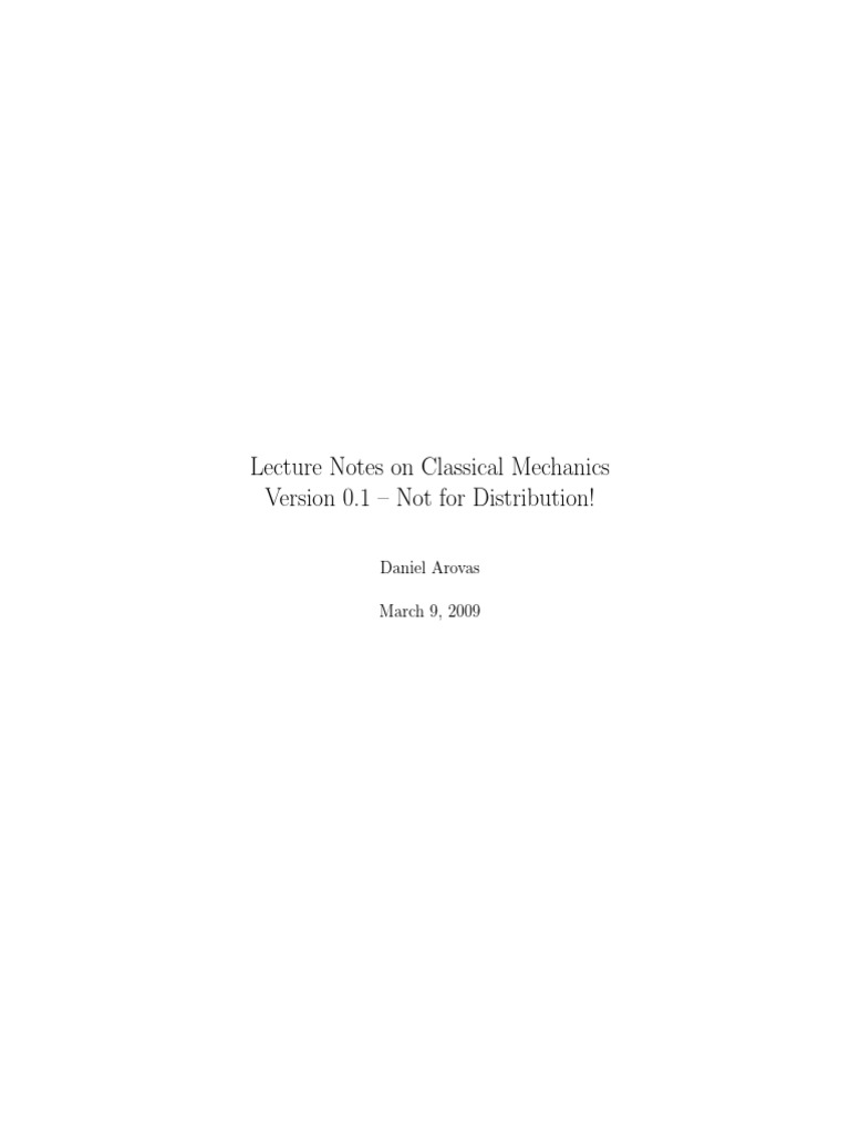 Lecture Notes On Classical Mechanics | PDF | Hamiltonian Mechanics ...
