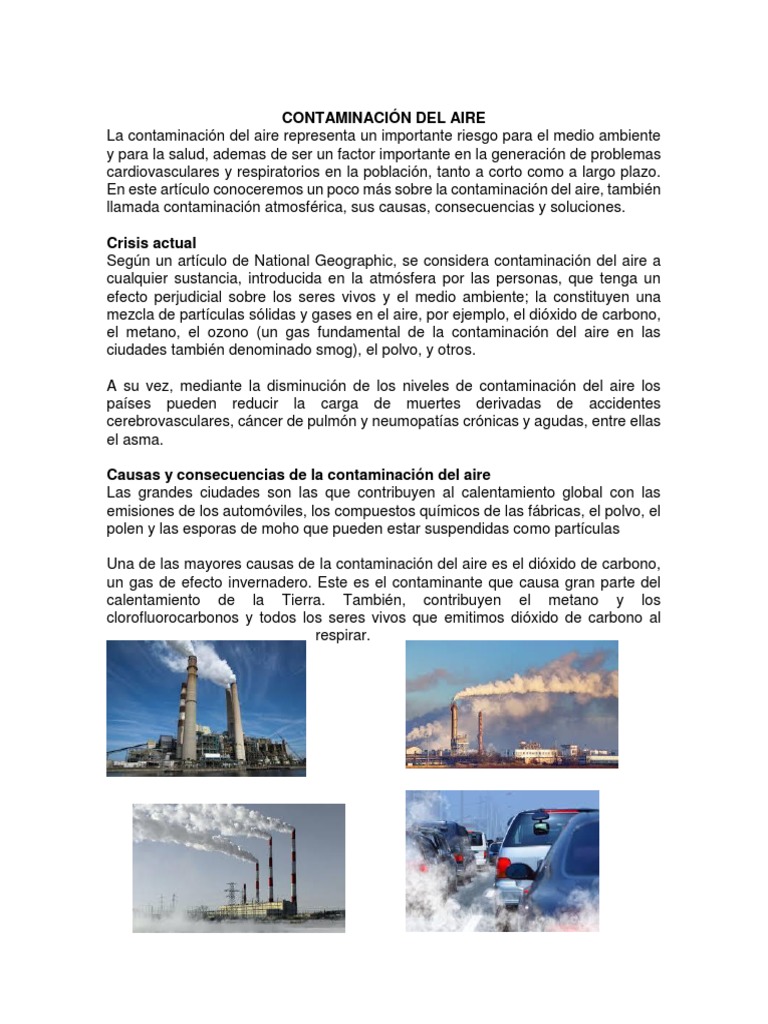Contaminación Del Aire | Descargar gratis PDF | Contaminación | La contaminación del aire