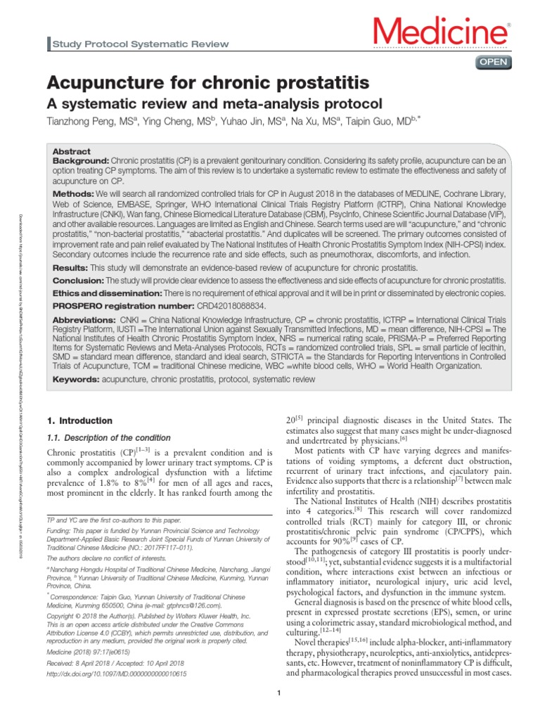 Acupuncture For Chronic Prostatitis A Systematic.96 | PDF | Acupuncture ...