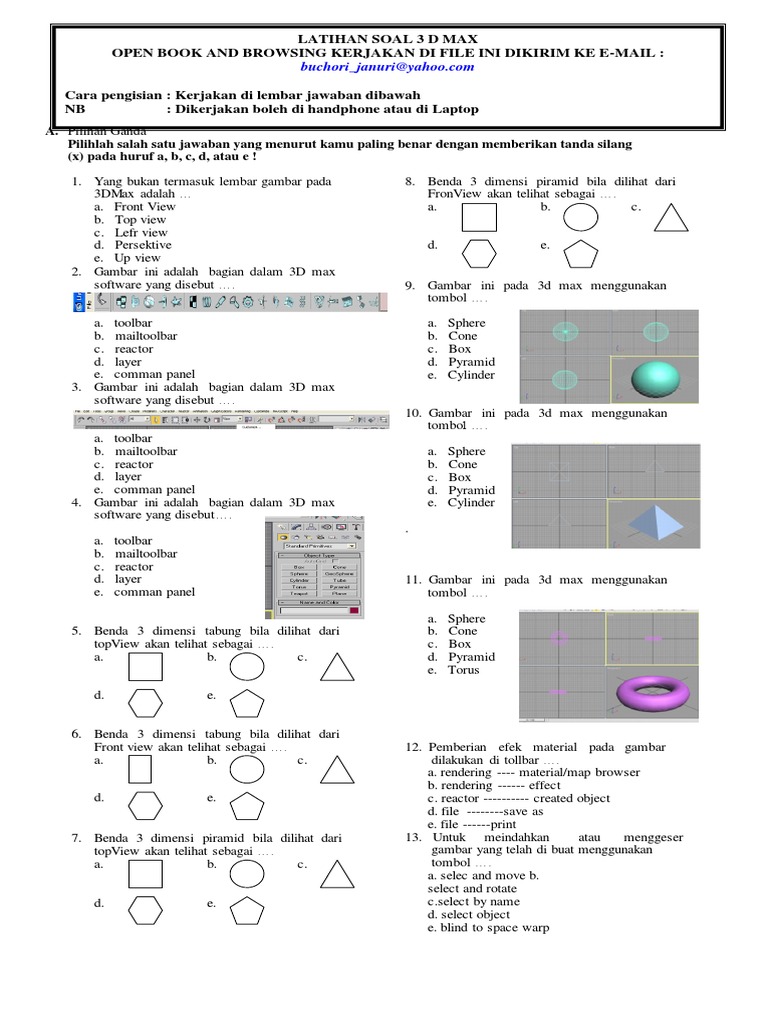Latihan Soal 3D Max dan Gambar 3D | PDF | Computers