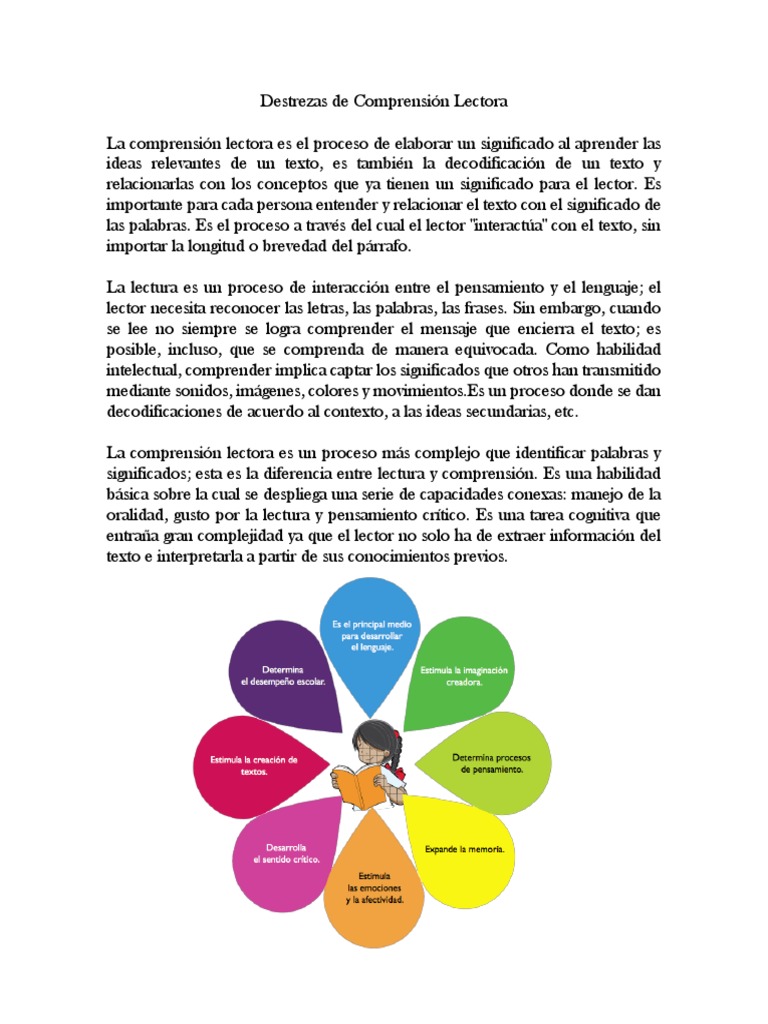 Destrezas de Comprensión Lectora | PDF | Comprensión lectora | Lectura ...