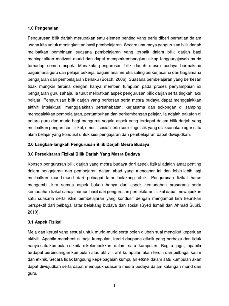 Langkah Pengurusan Bilik Darjah Mesra Budaya | PDF