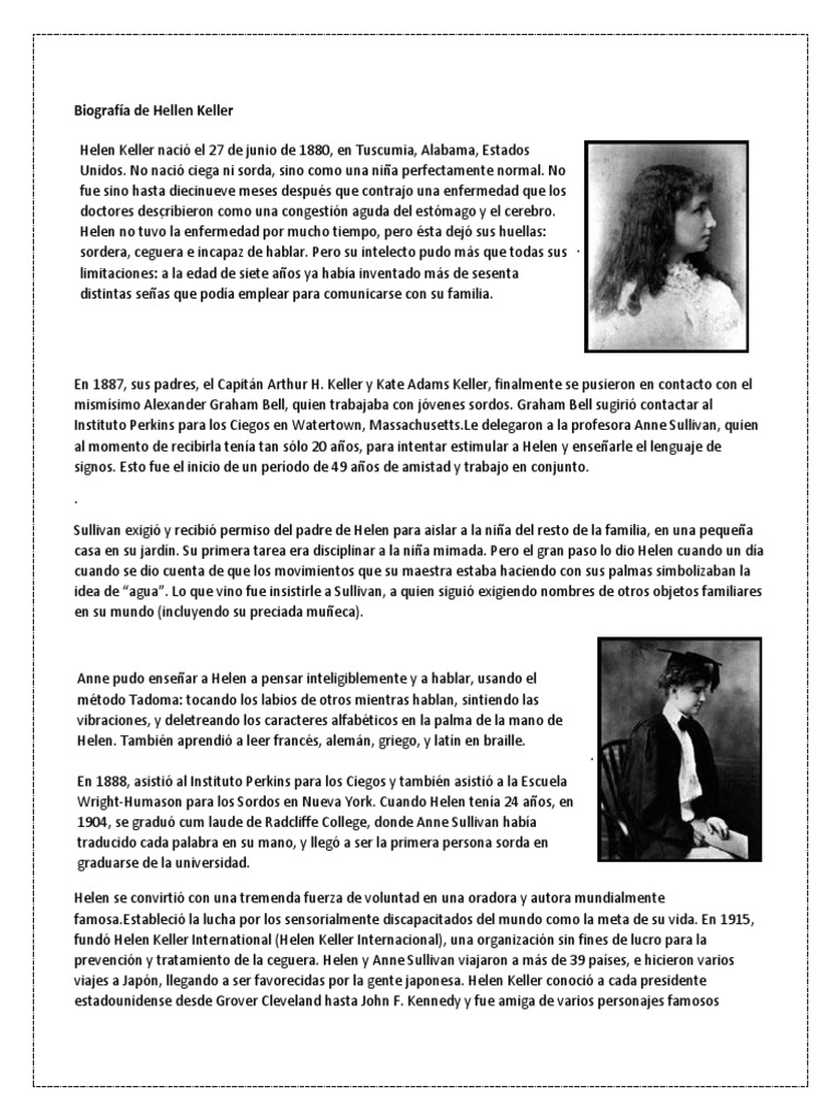 Biografía Helen Keller | Descargar gratis PDF | Helen Keller