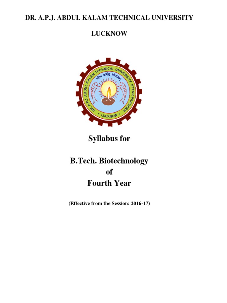 Syllabus of B.tech Biotech Aktu | PDF | Metabolic Pathway | Metabolism